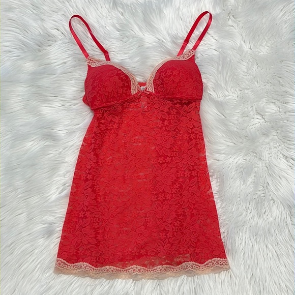 Gilligan & O'Malley | Intimates & Sleepwear | Coral Pink Lace Chemise ...
